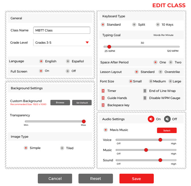 Editing Classes - Mavis Beacon Teaches Typing Classroom Edition Userguide